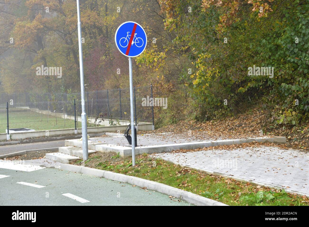 Road sign no entry for cyclists in the pedestrian city zone Stock Photo ...
