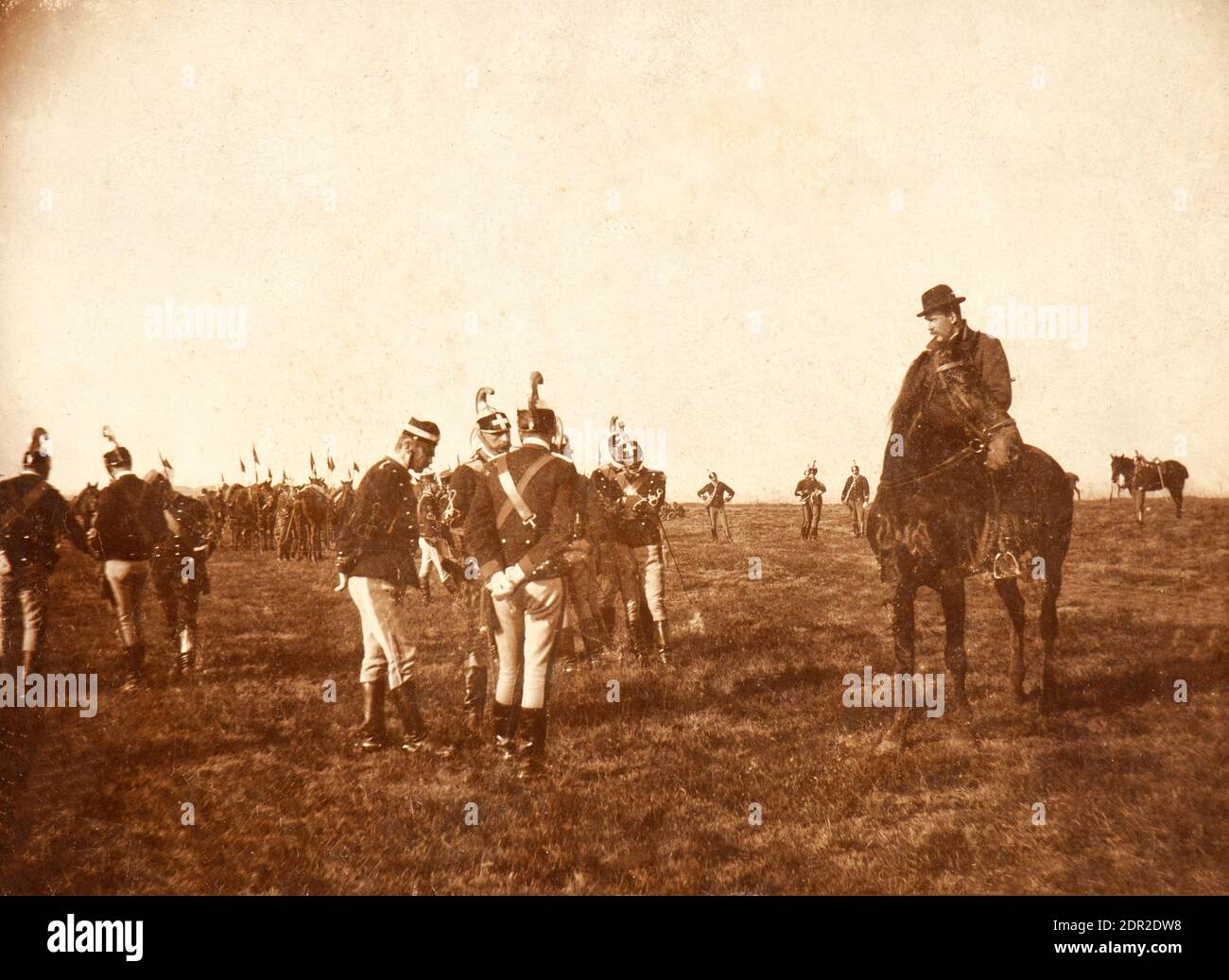 Italian cavalry officers during military exercises in Poncarale ...