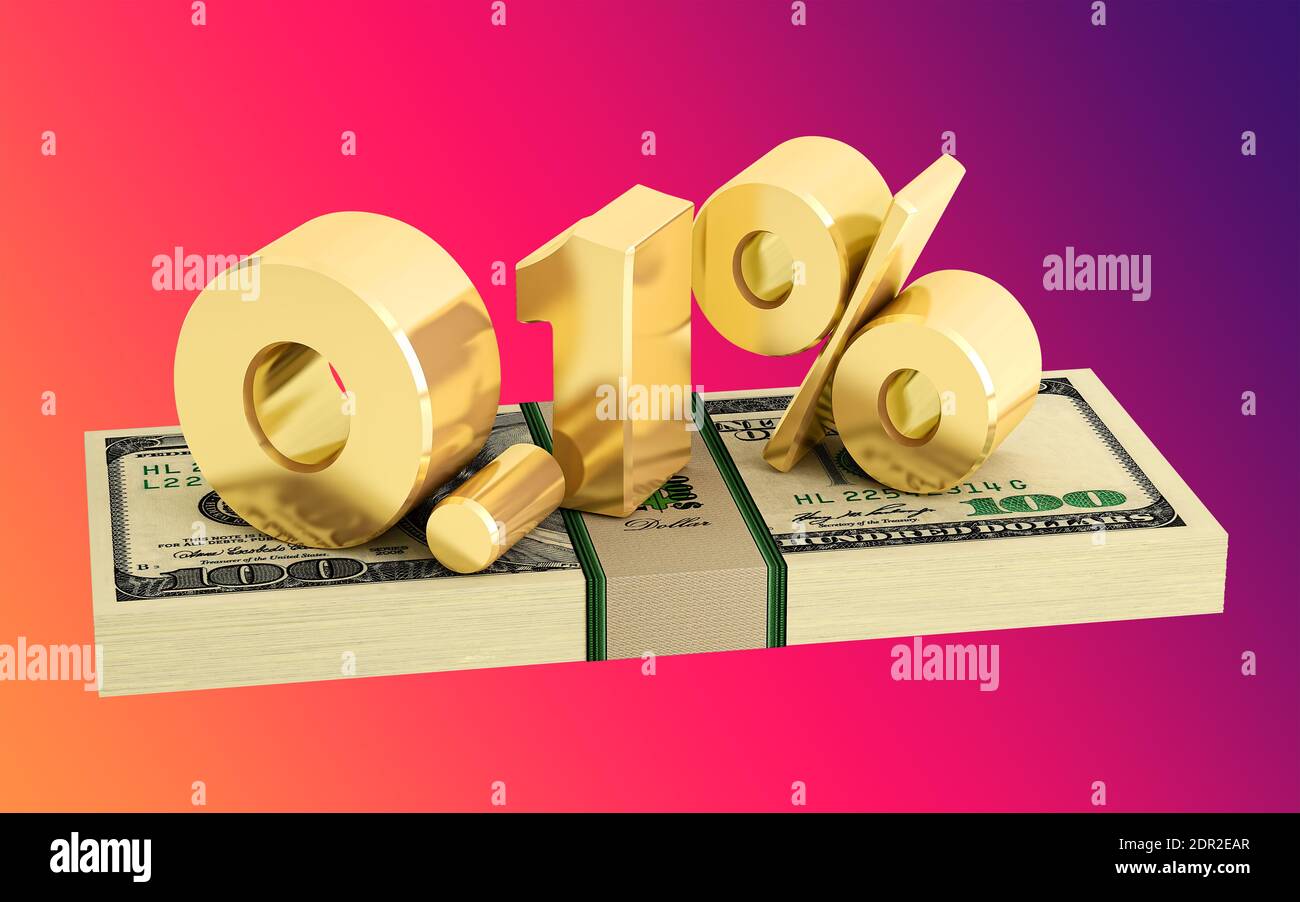 0.1% percent profit - interest - savings. 3D Rendering Stock Photo - Alamy