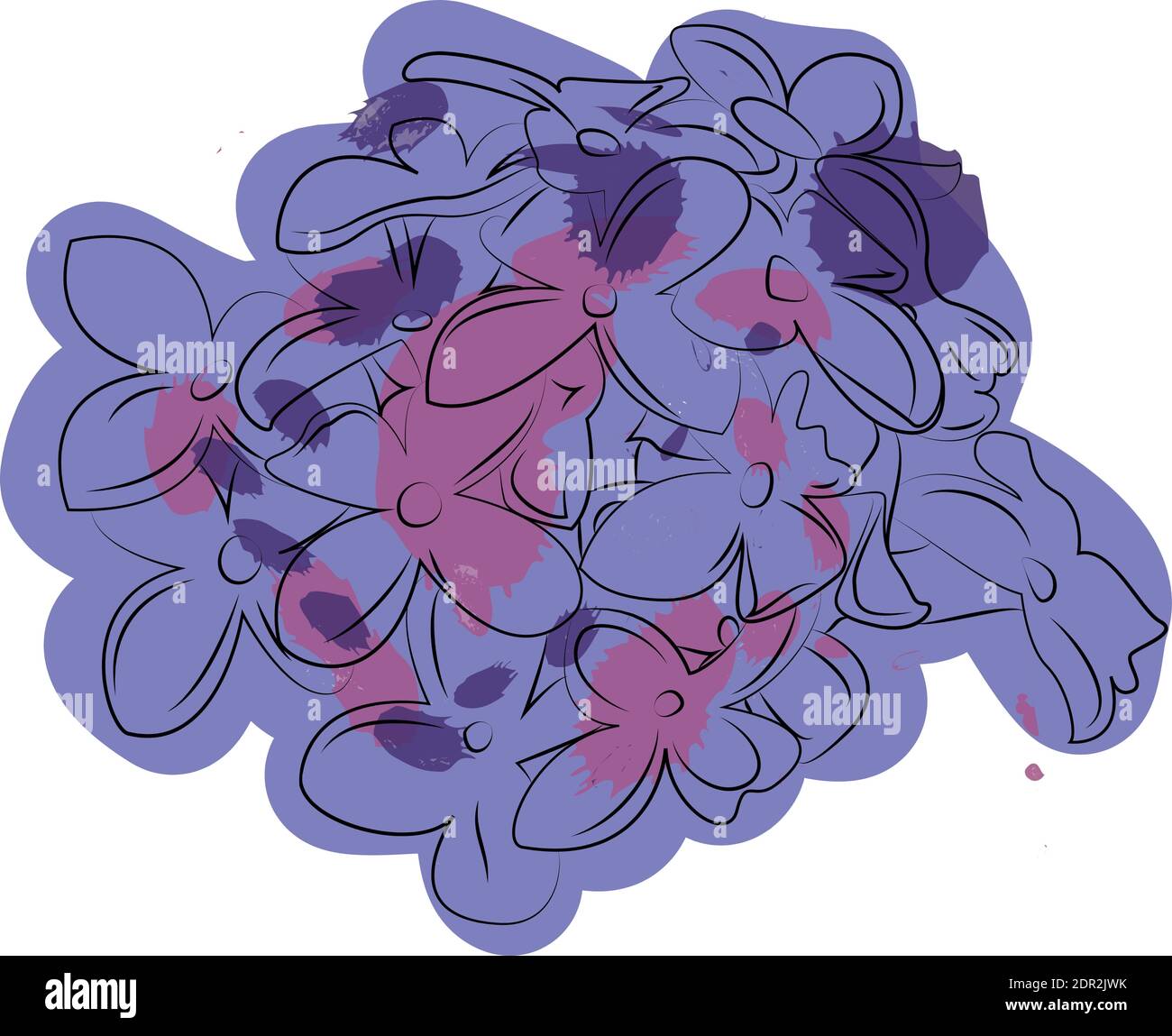 Lilac flowers ink drawing. Vector illustration isolated on white. EPS ...