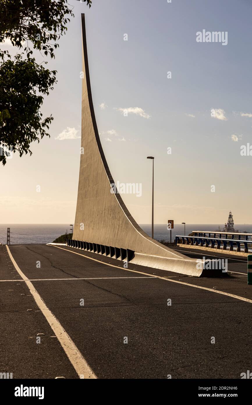 Shark fin bridge at junction 51 on the Autopista, motorway TF1 ...