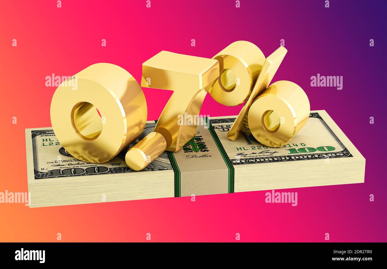 0.7% percent profit - interest - savings. 3D Rendering Stock Photo - Alamy