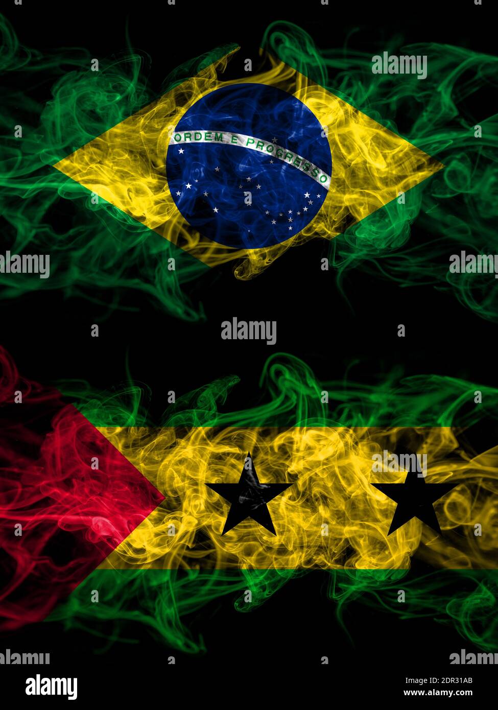 Brazil Brazilian Vs Sao Tome And Principe Smoky Mystic Flags Placed