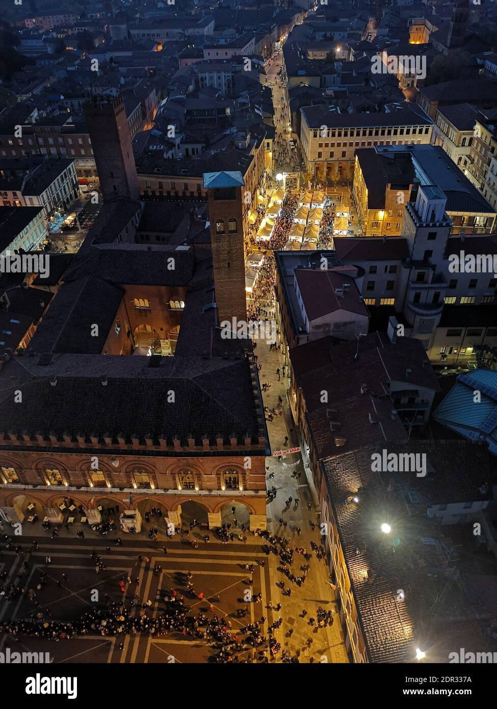 Aerial View Of Illuminated Buildings At Night Stock Photo - Alamy