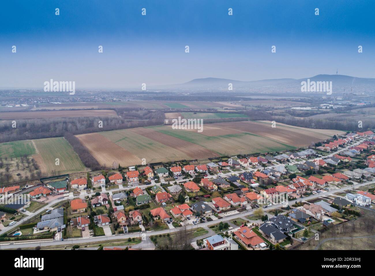 Aerial view of a small city Stock Photo - Alamy