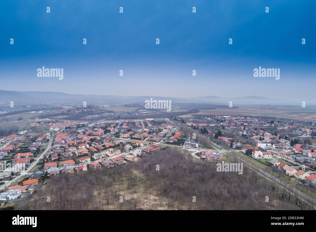 Aerial view of a small city Stock Photo - Alamy