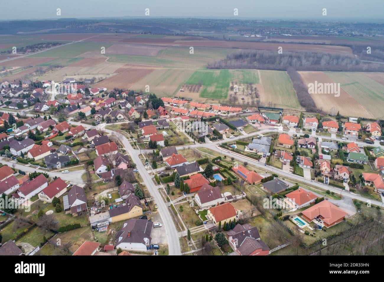 Aerial view of a small city Stock Photo - Alamy