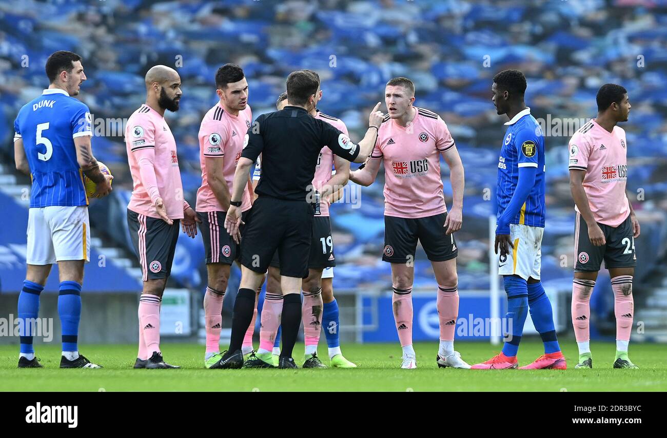 Referee Referee Peter Bankes after showing a red card to Sheffield ...