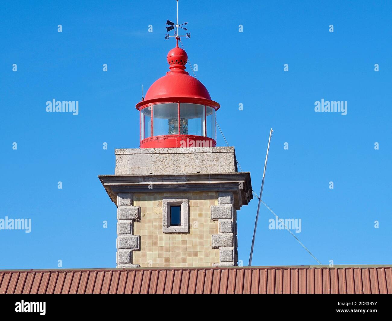 The beauty of Portugal-aerial view of the famous light house at Ponta ...
