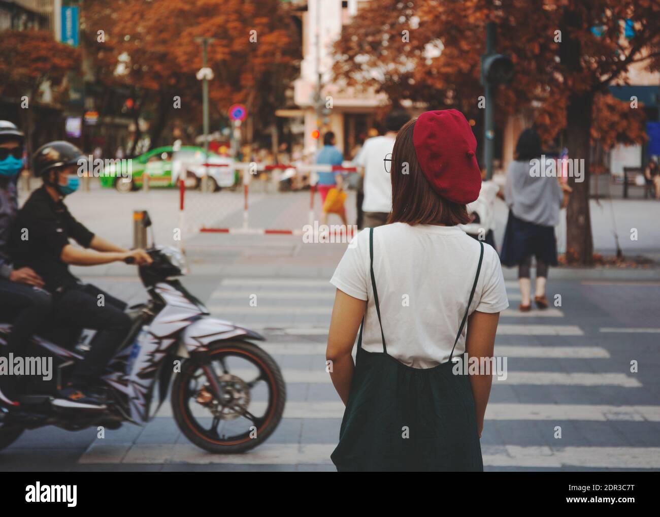 Rear view woman beret hi-res stock photography and images - Alamy