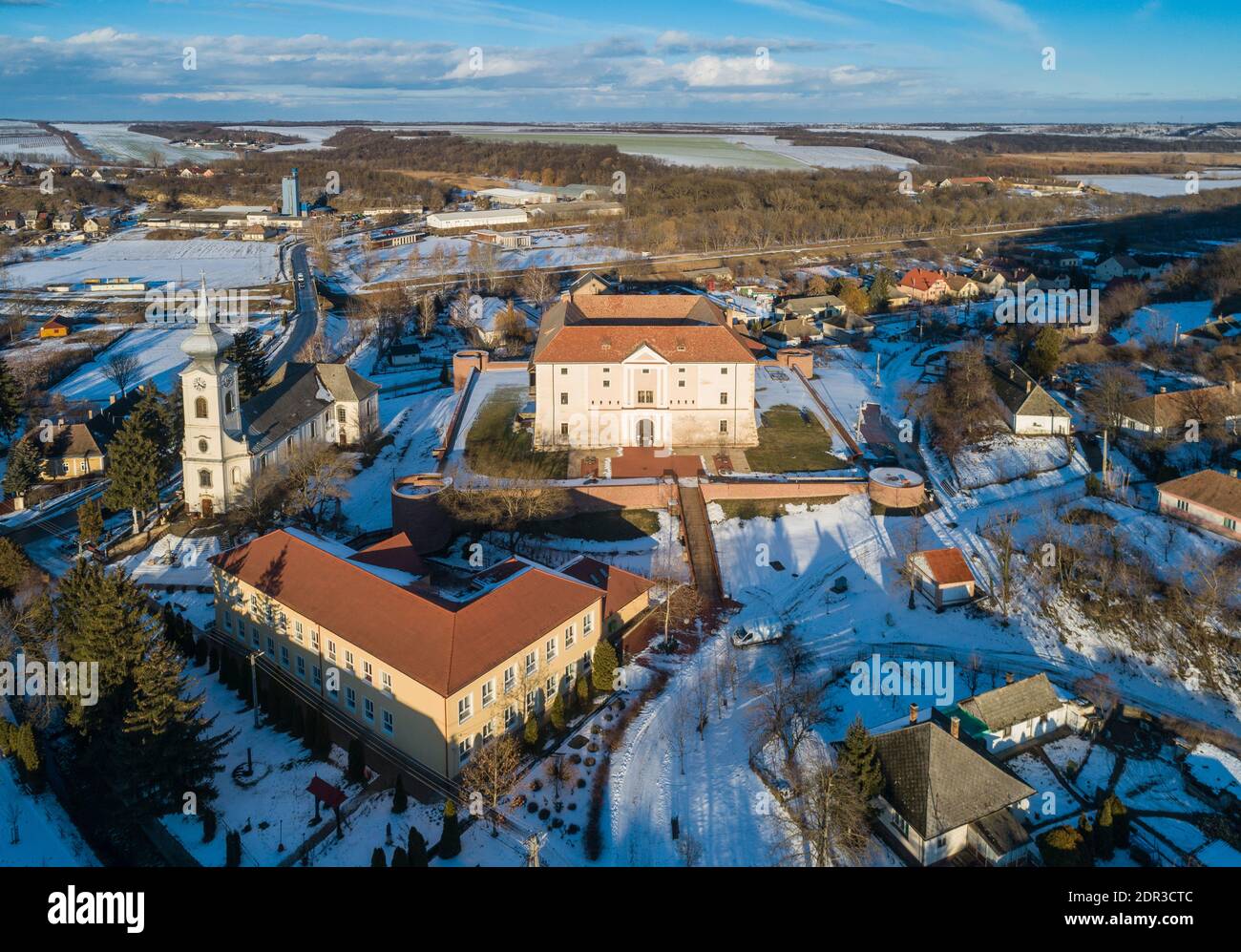Aerial photo of Castle in Ozora, called Ozorai Pipo vara Stock Photo ...