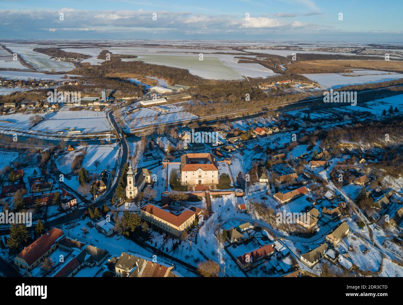 Aerial photo of Castle in Ozora, called Ozorai Pipo vara Stock Photo ...