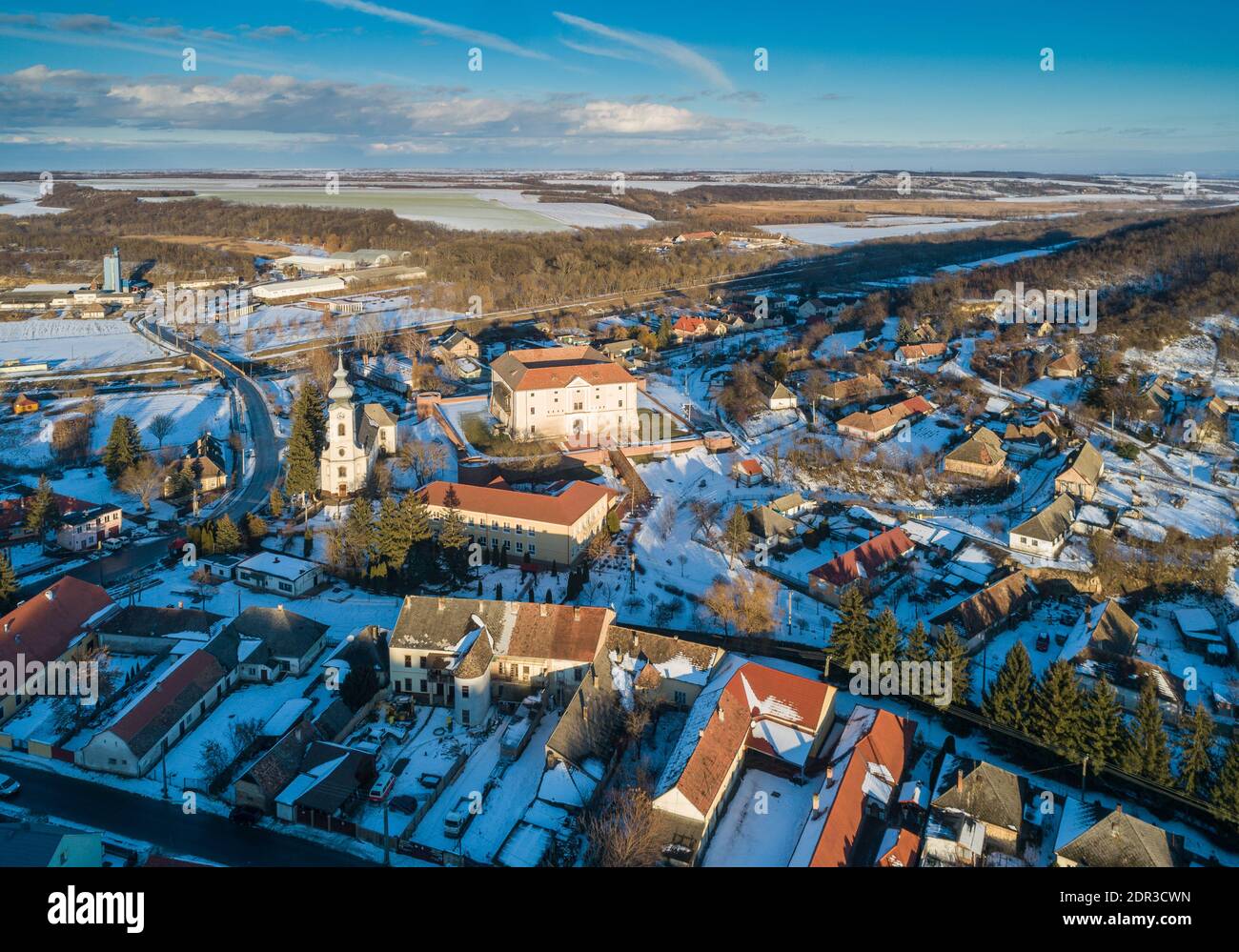 Aerial photo of Castle in Ozora, called Ozorai Pipo vara Stock Photo ...