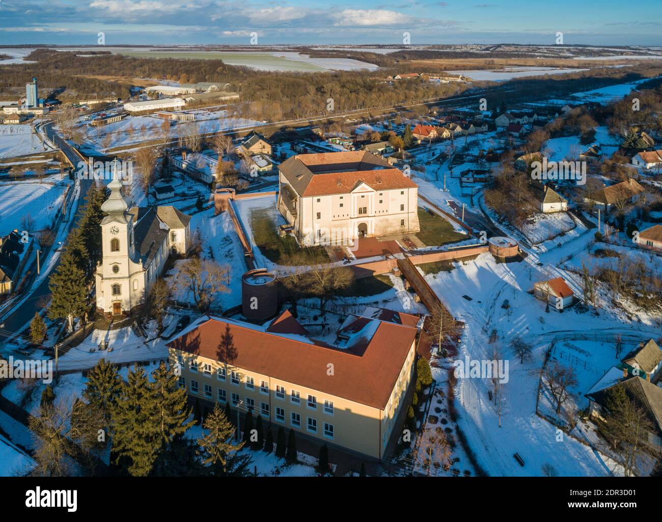Aerial photo of Castle in Ozora, called Ozorai Pipo vara Stock Photo ...
