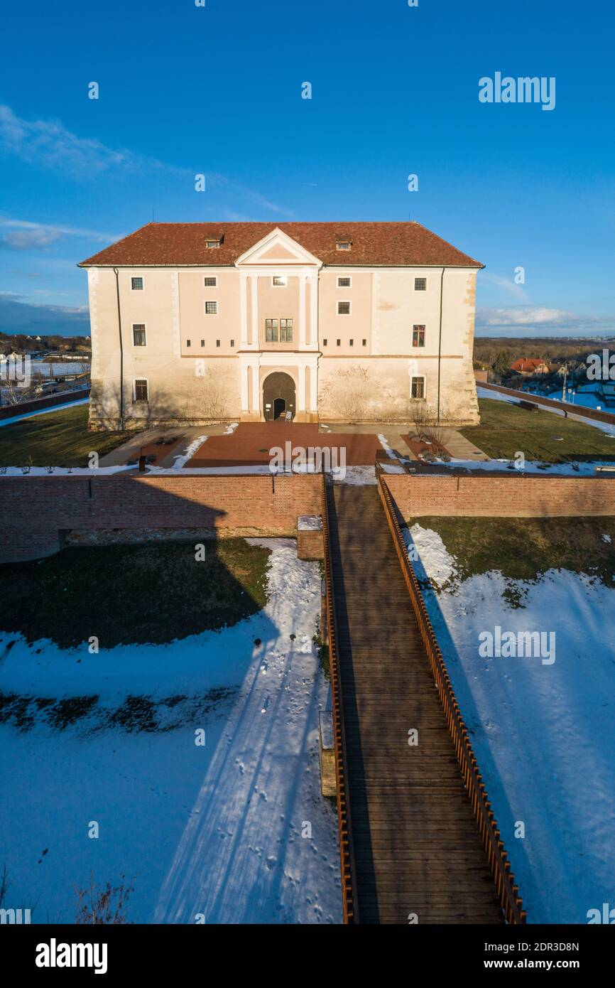 Aerial photo of Castle in Ozora, called Ozorai Pipo vara Stock Photo ...