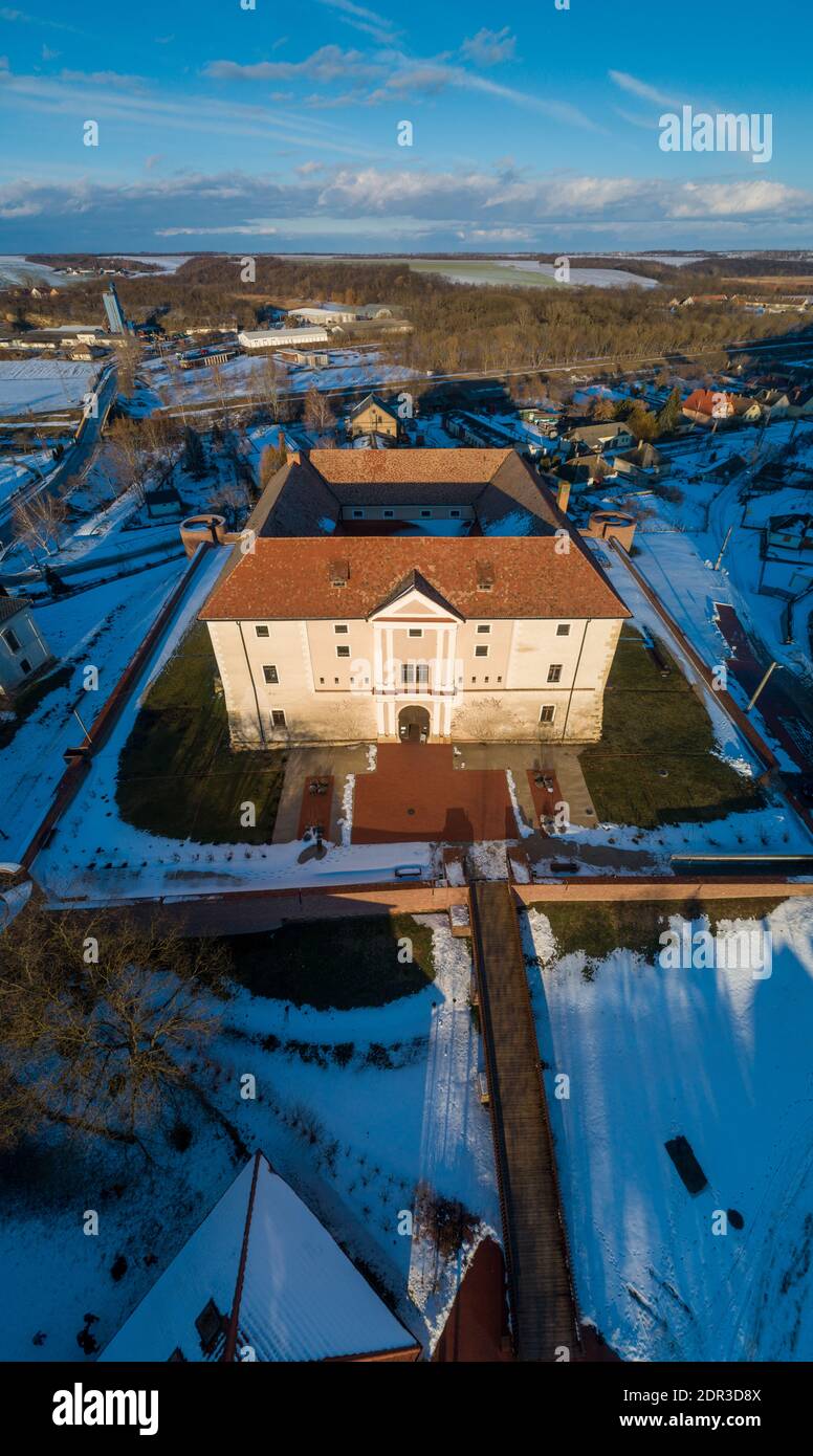 Aerial photo of Castle in Ozora, called Ozorai Pipo vara Stock Photo ...