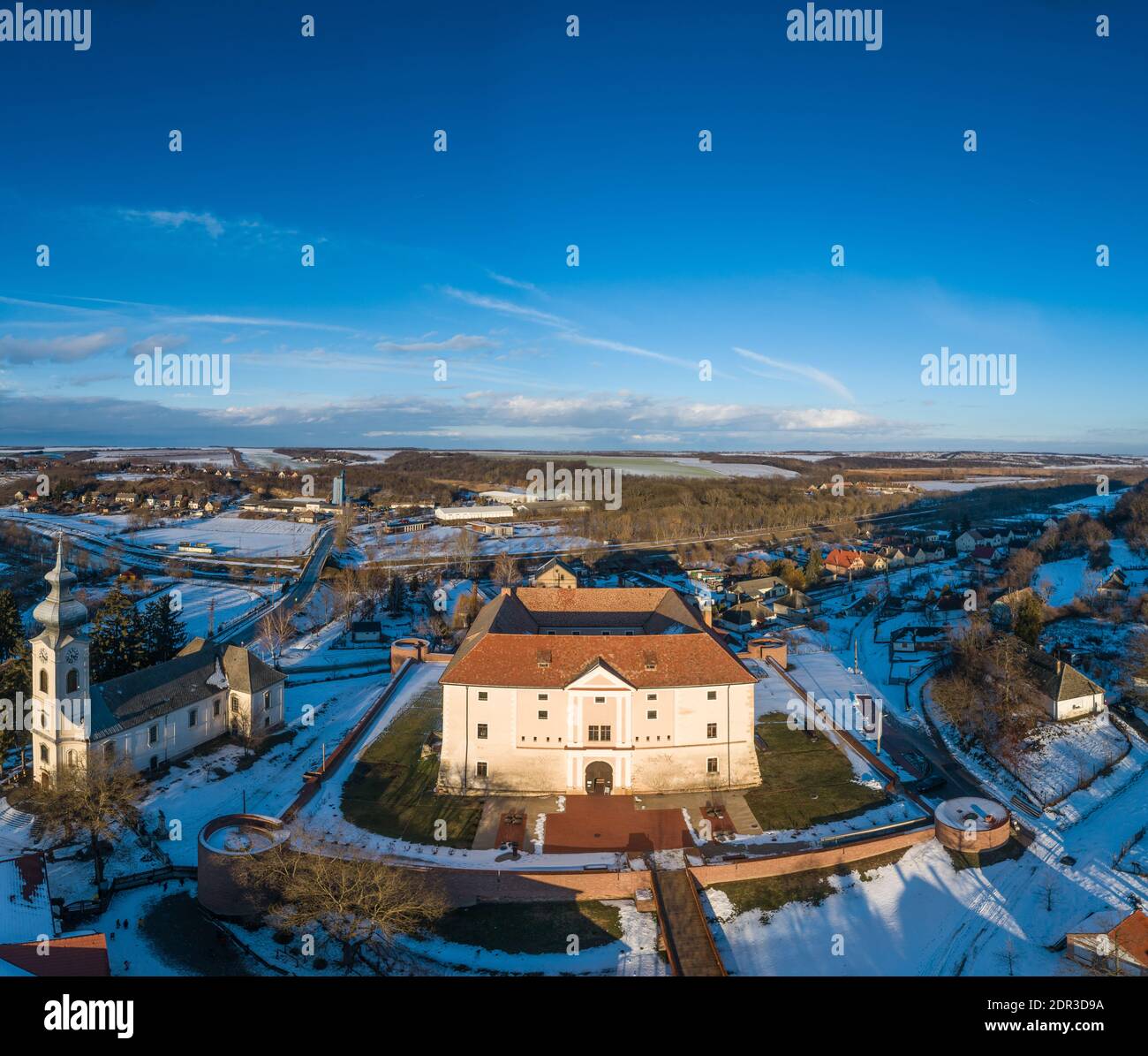 Aerial photo of Castle in Ozora, called Ozorai Pipo vara Stock Photo ...