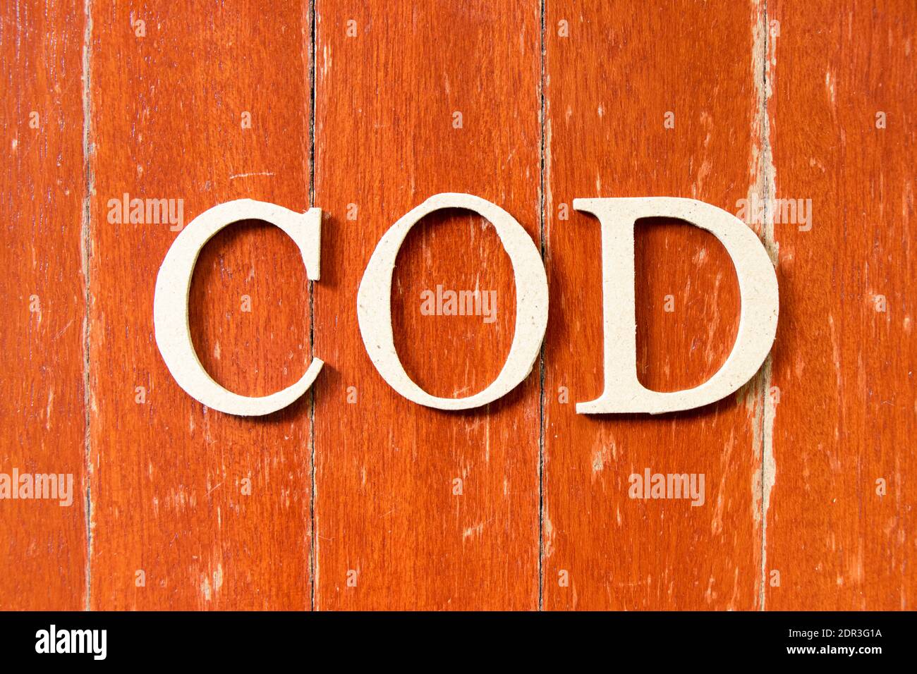 Alphabet letter in word cod (cash on delivery or cash on demand) on old ...
