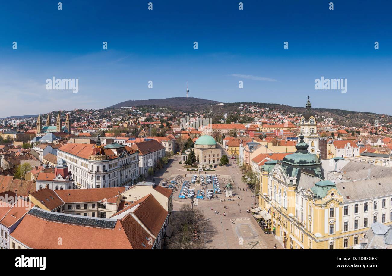 Bird eye view of Pecs, Hungary Stock Photo - Alamy
