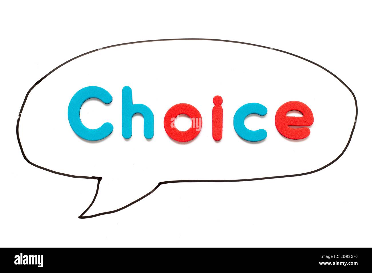 Alphabet letter with word choice in black line hand drawing as bubble ...