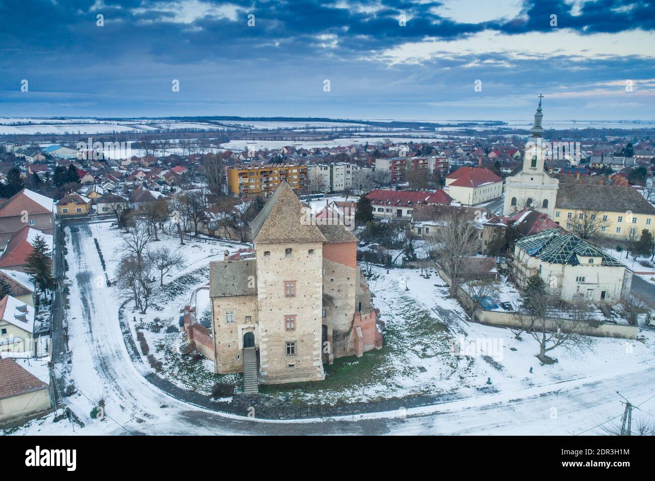 Panoramic view of Simontornya at winter Stock Photo - Alamy