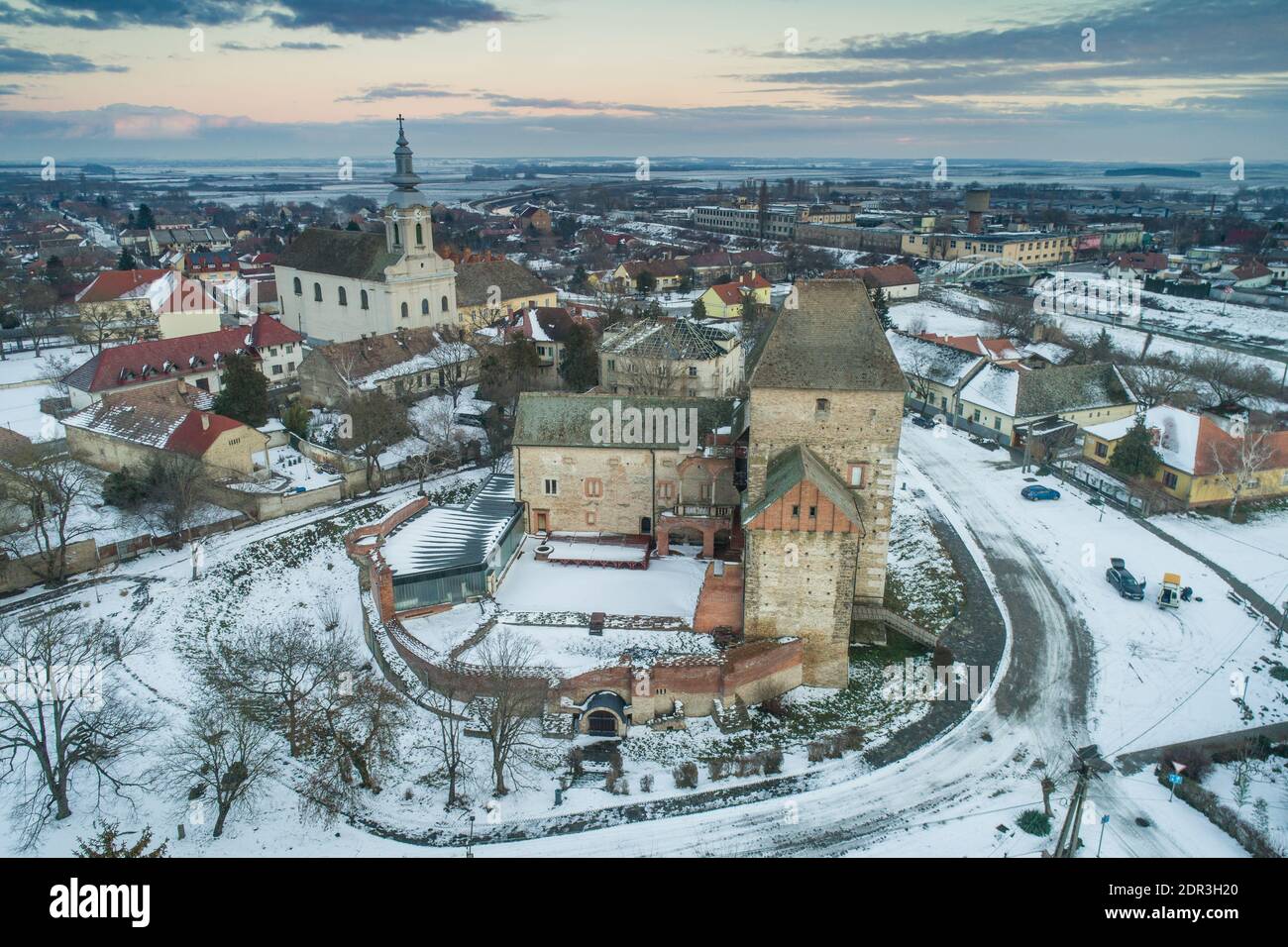 Panoramic view of Simontornya at winter Stock Photo - Alamy