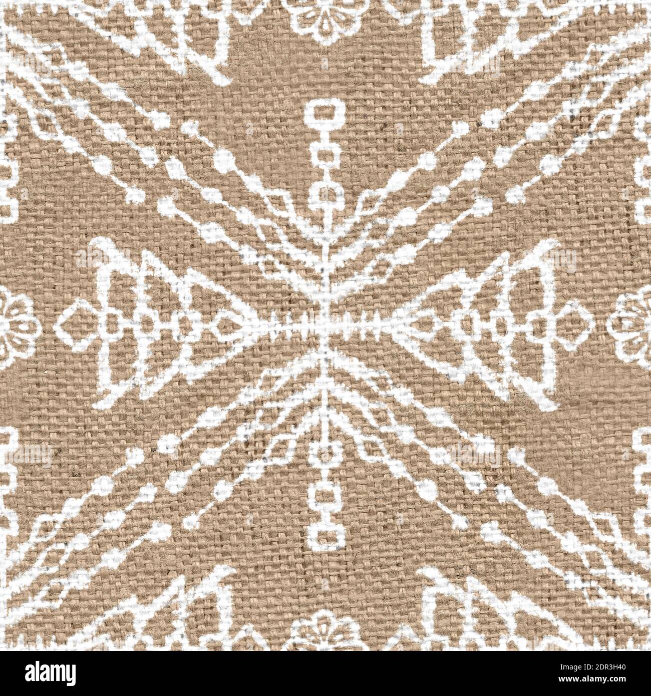 Seamless burlap with white paint pattern overlay Stock Photo - Alamy