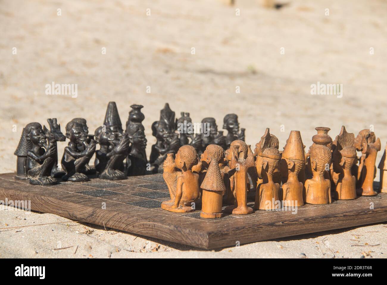African wooden hand made chess Stock Photo - Alamy