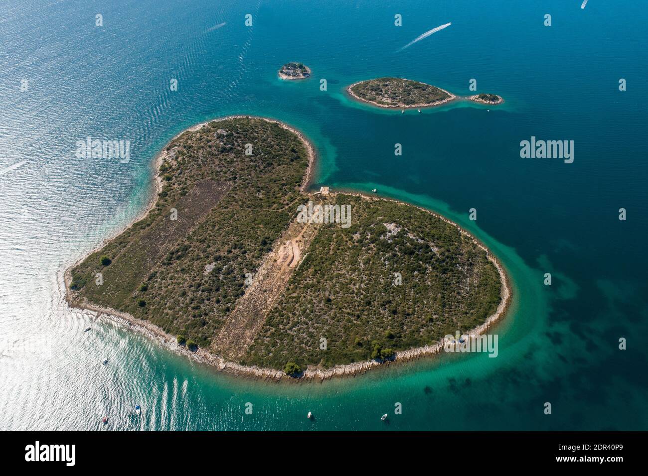 Heart shaped island of Galesnjak, aerial view, Dalmatia region of ...