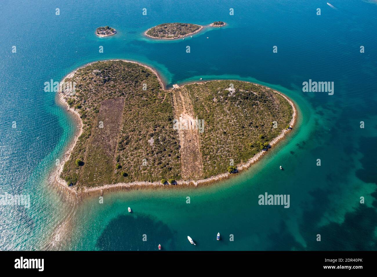Heart shaped island of Galesnjak, aerial view, Dalmatia region of ...