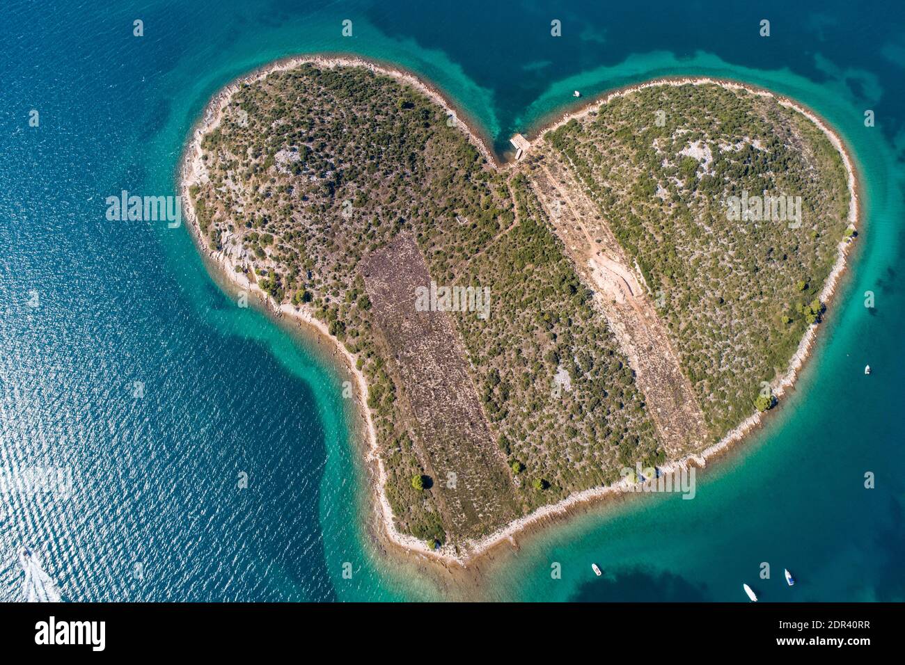 Heart shaped island of Galesnjak, aerial view, Dalmatia region of ...