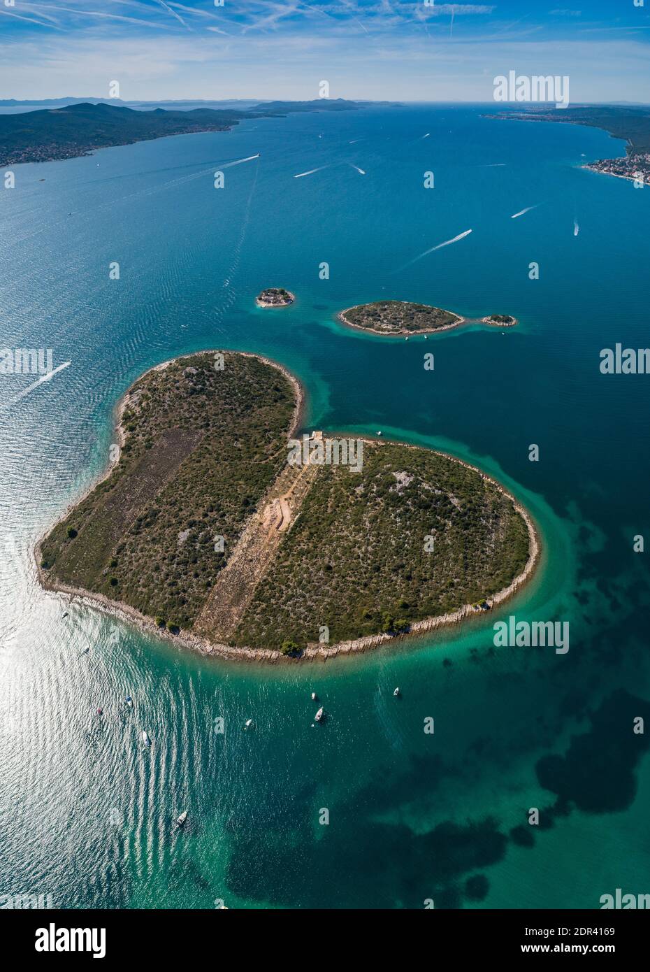 Heart shaped island of Galesnjak, aerial view, Dalmatia region of ...