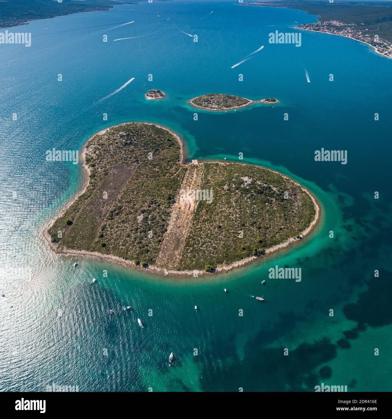 Heart shaped island of Galesnjak, aerial view, Dalmatia region of ...