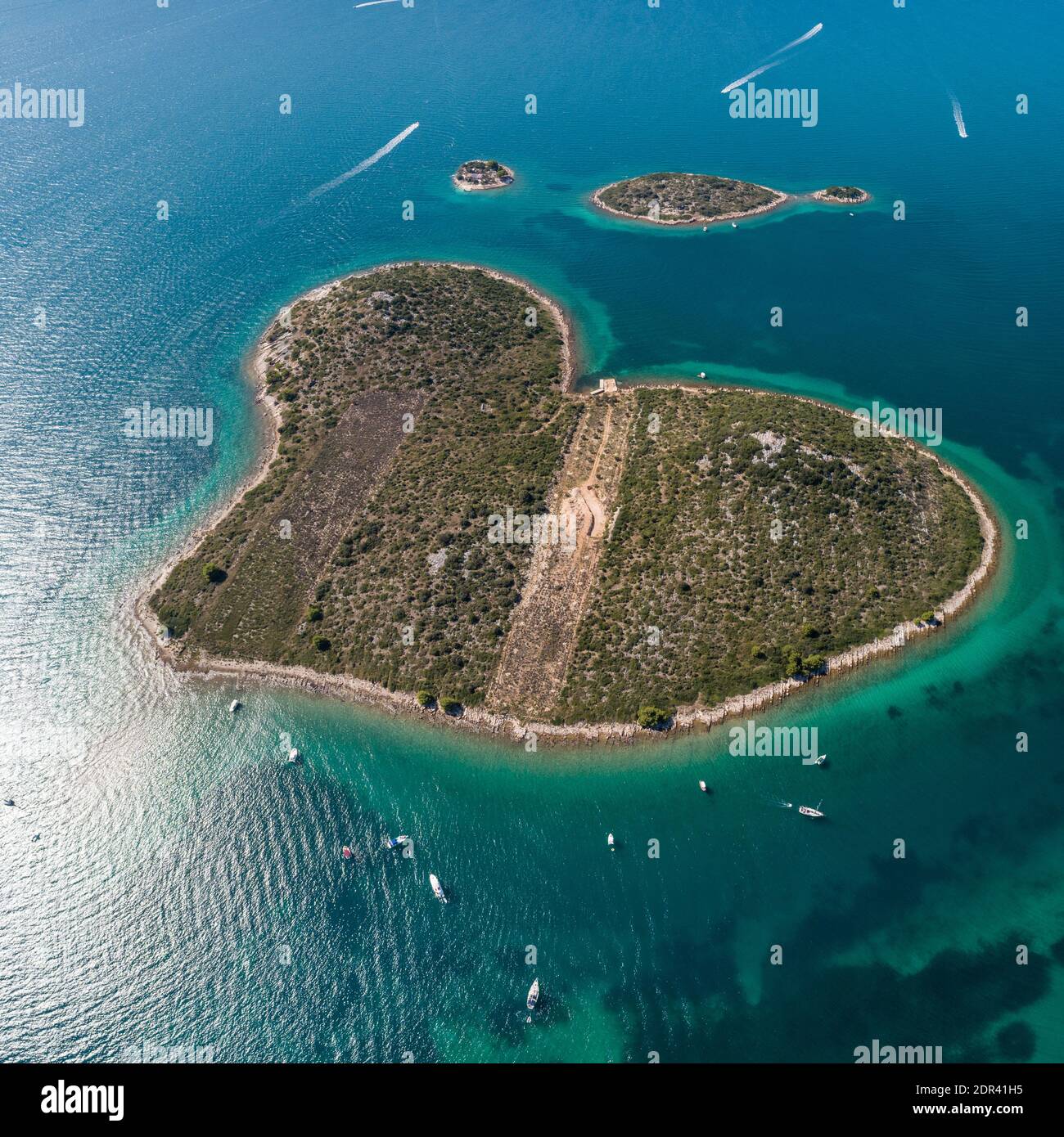 Heart shaped island of Galesnjak, aerial view, Dalmatia region of ...