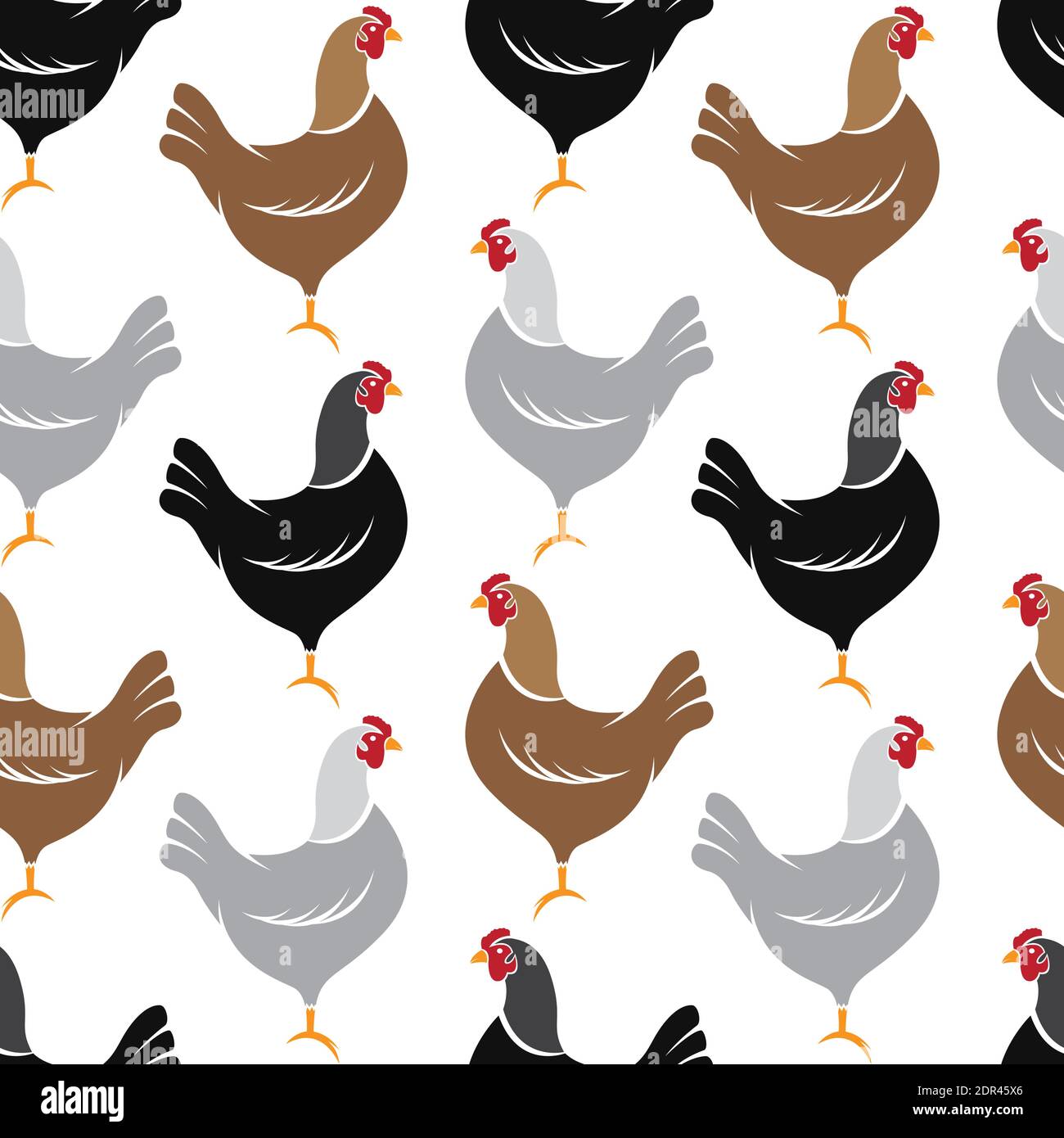 Hen vector art background design for fabric and decor. Seamless pattern ...