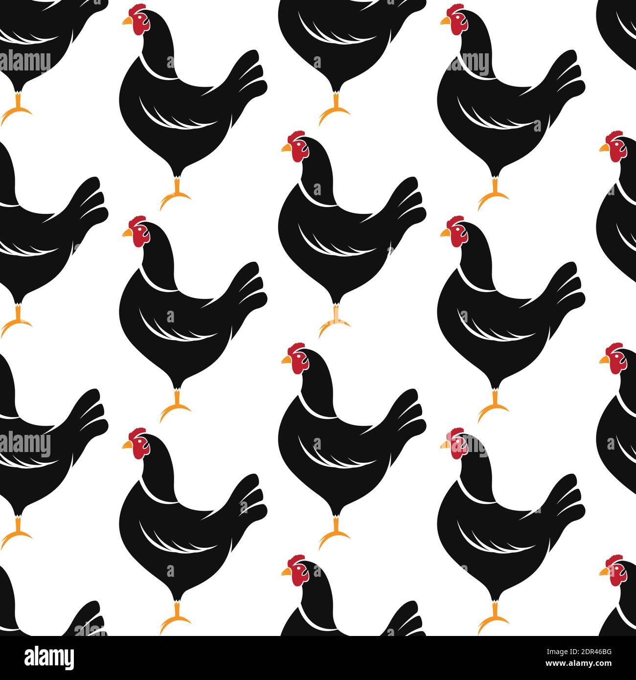 Hen vector art background design for fabric and decor. Seamless pattern ...
