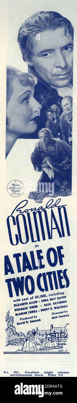 RONALD COLMAN as Sydney Carton ELIZABETH ALLAN TULLY MARSHALL and FRITZ ...