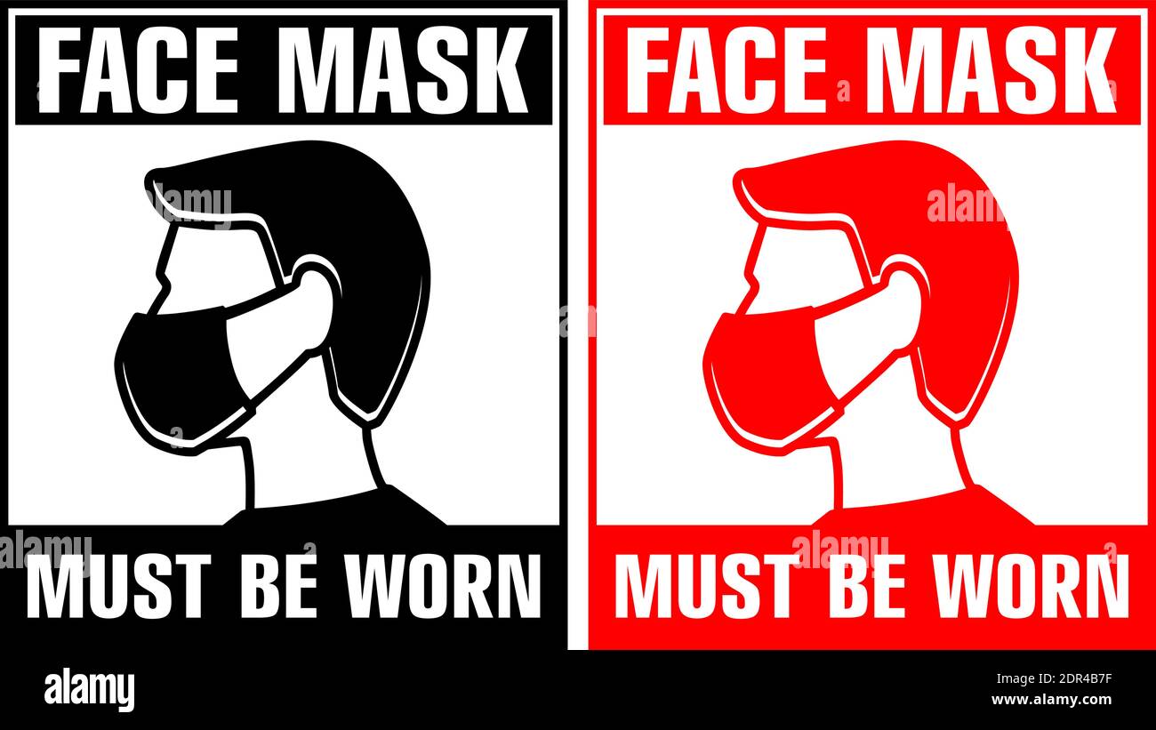 Doors sign Face mask required. Protective face mask must be worn ...