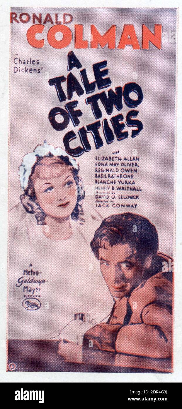 RONALD COLMAN as Sydney Carton and ELIZABETH ALLAN as Lucie Manette in ...
