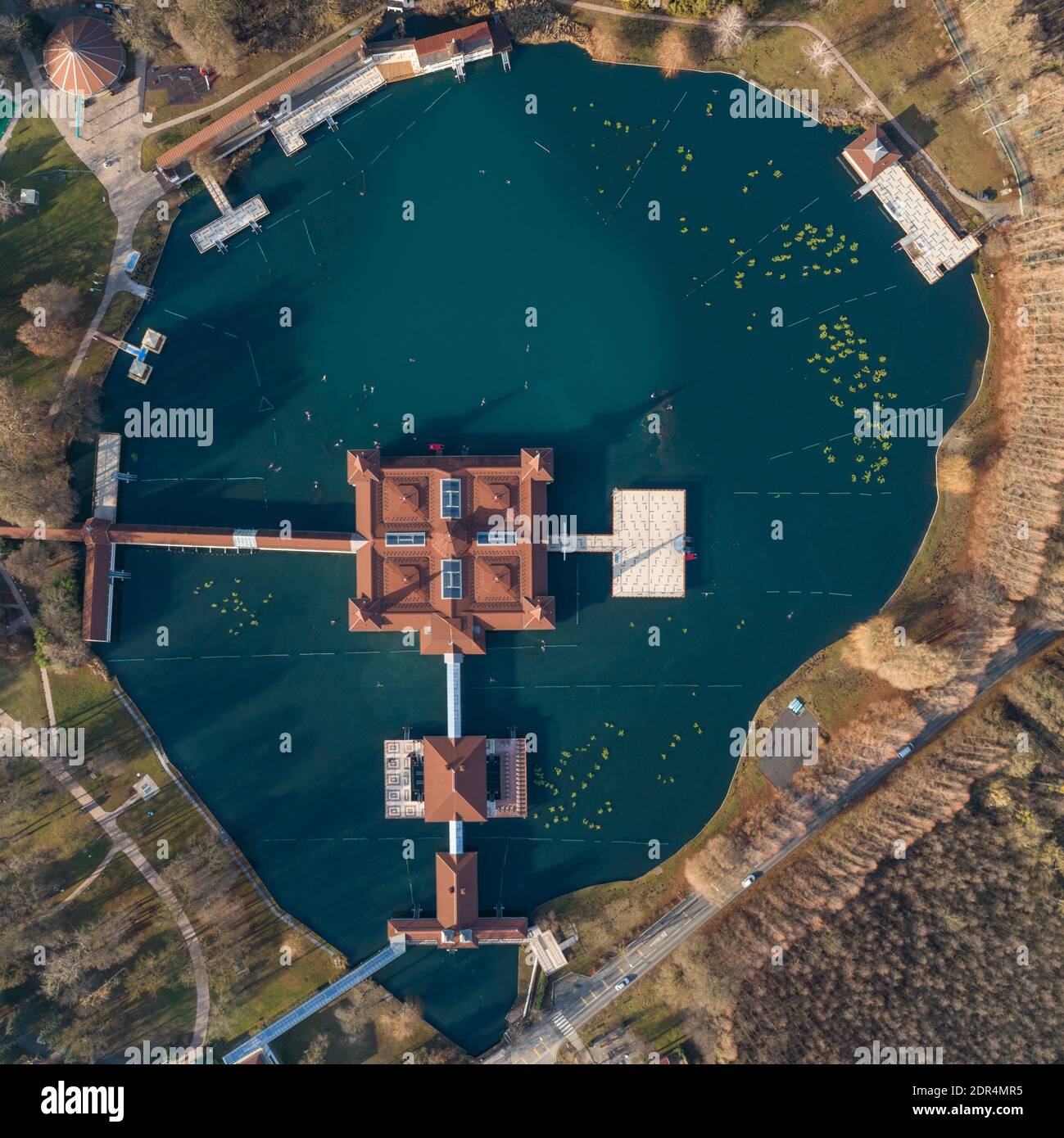 Aerial photo of thermal lake in Heviz, Hungary Stock Photo - Alamy