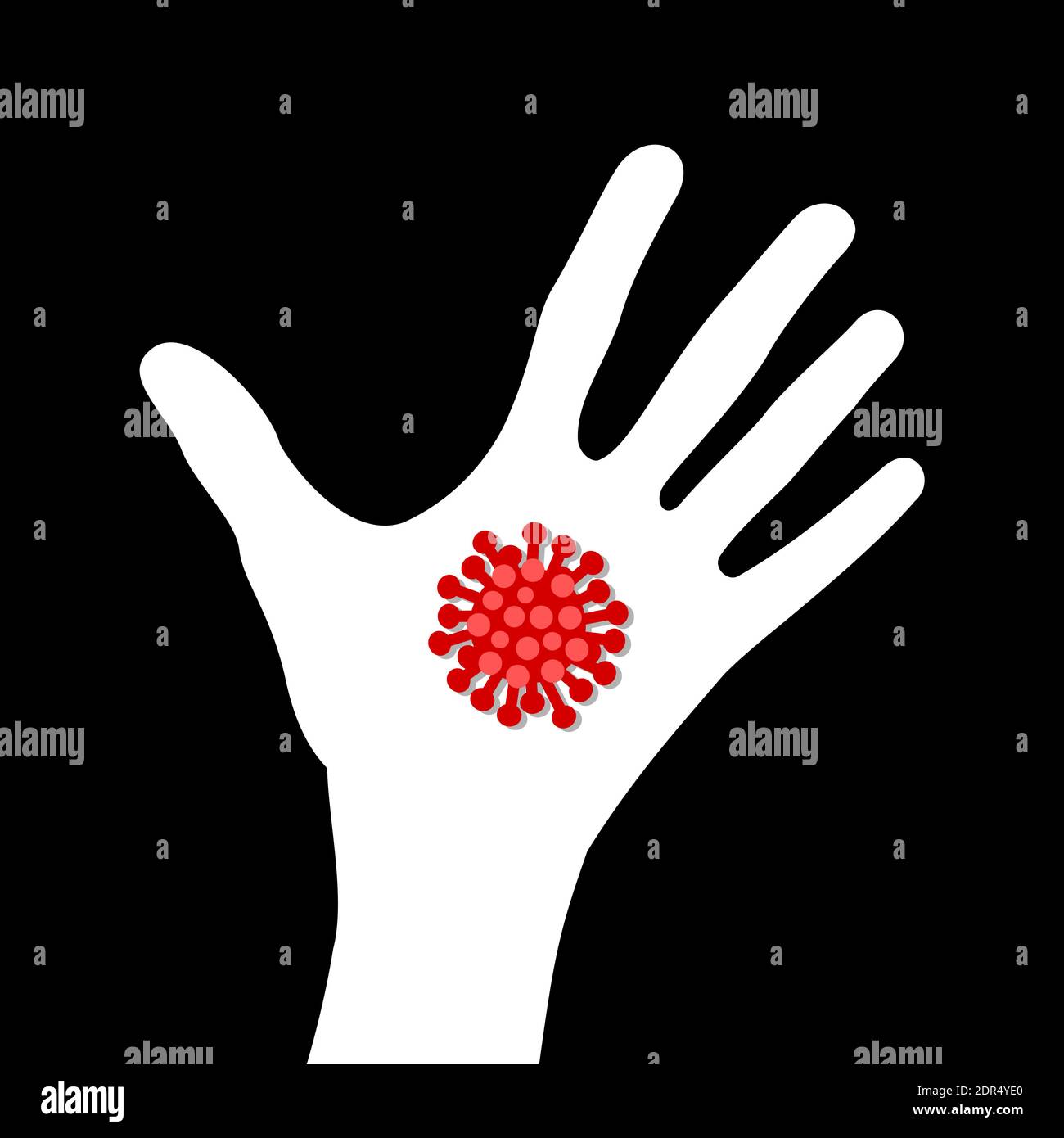 Viral infection on dirty hand of person and human. Contagion of ...