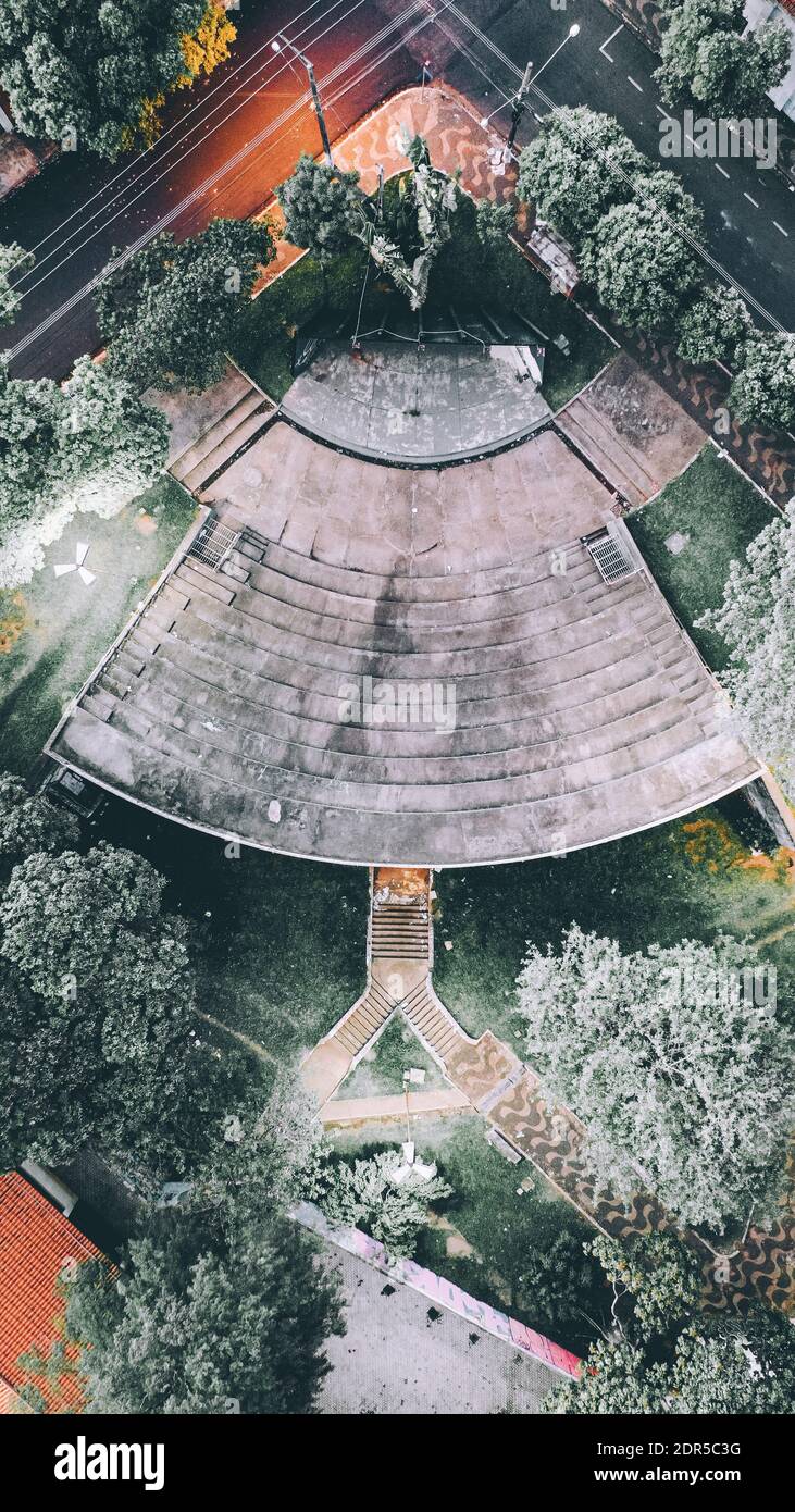 Aerial View Of Building By Trees Stock Photo - Alamy