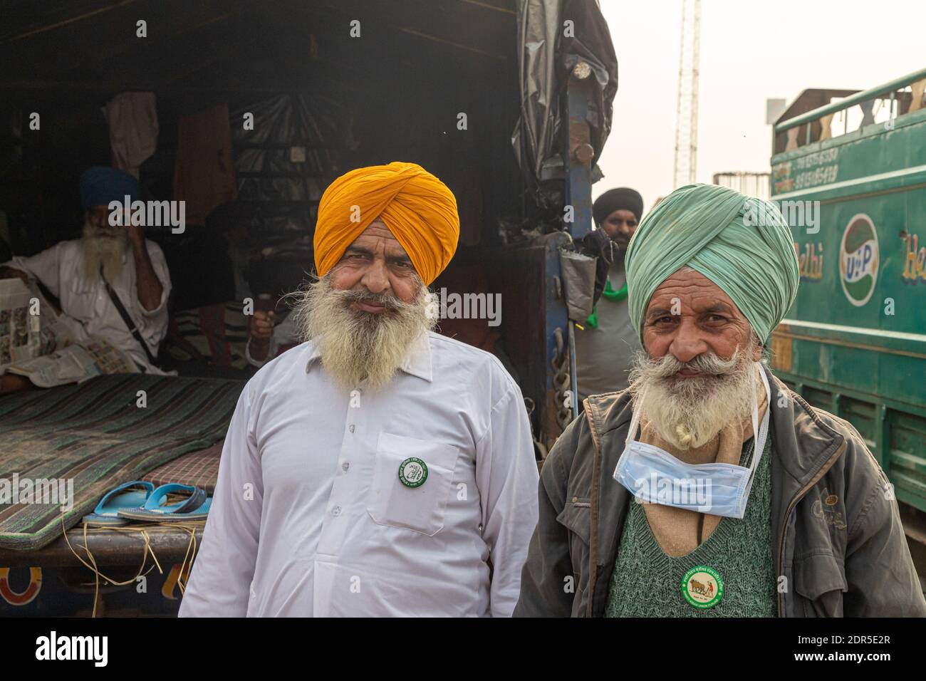 portrait of a indian sikh farmer during the protest at delhi border ...