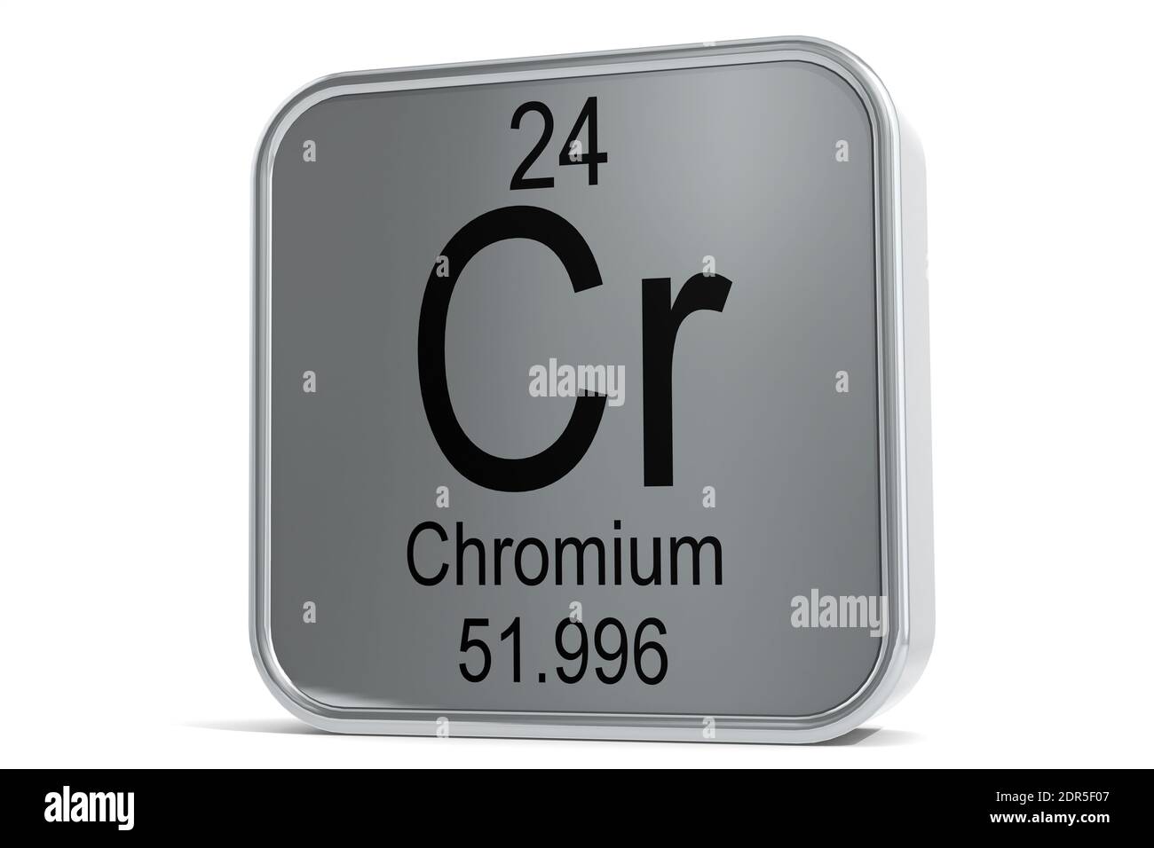 A 3D rendering illustration of chromium element symbol on the metal ...