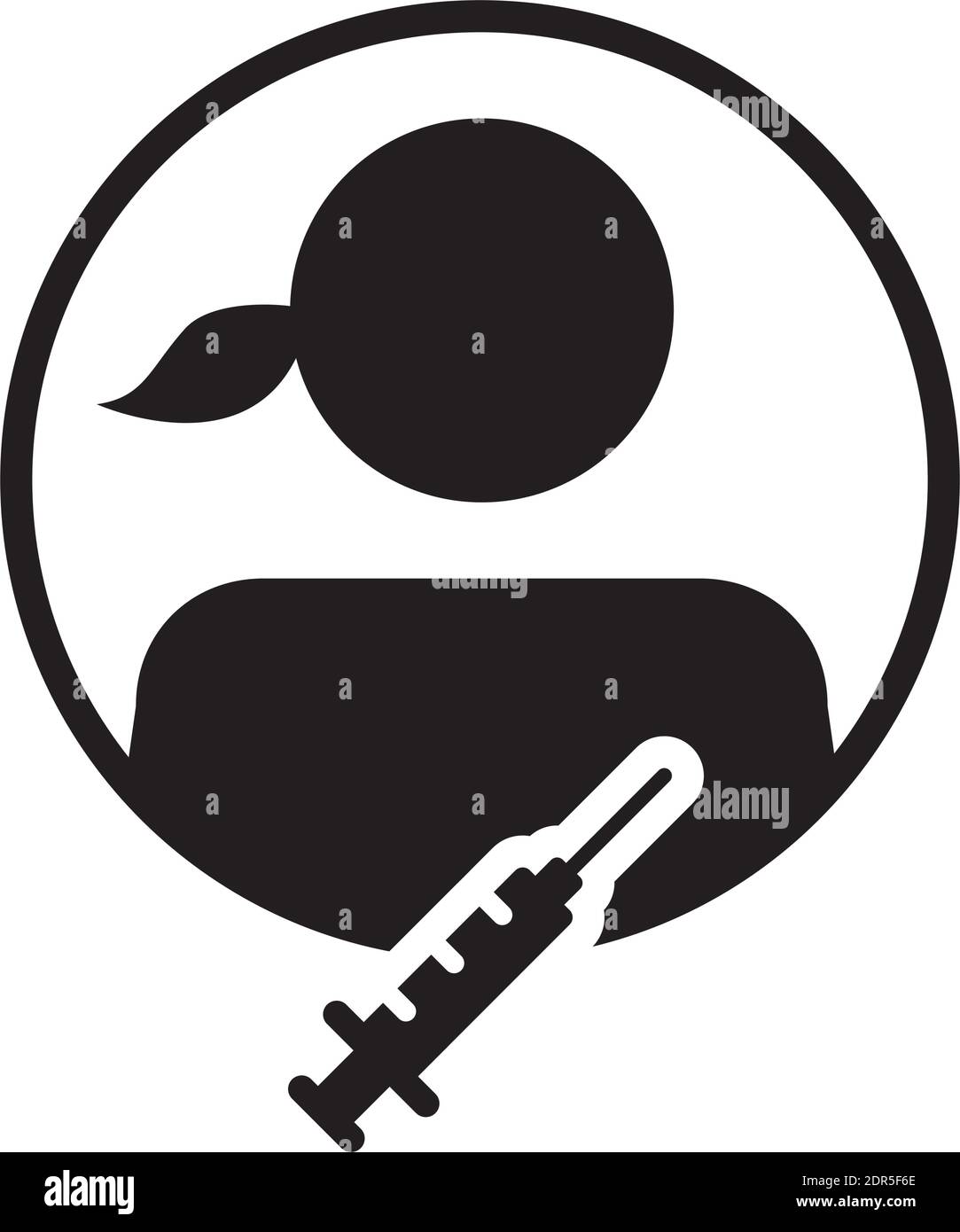 Vaccine icon vector with Injection syringe female user person profile ...