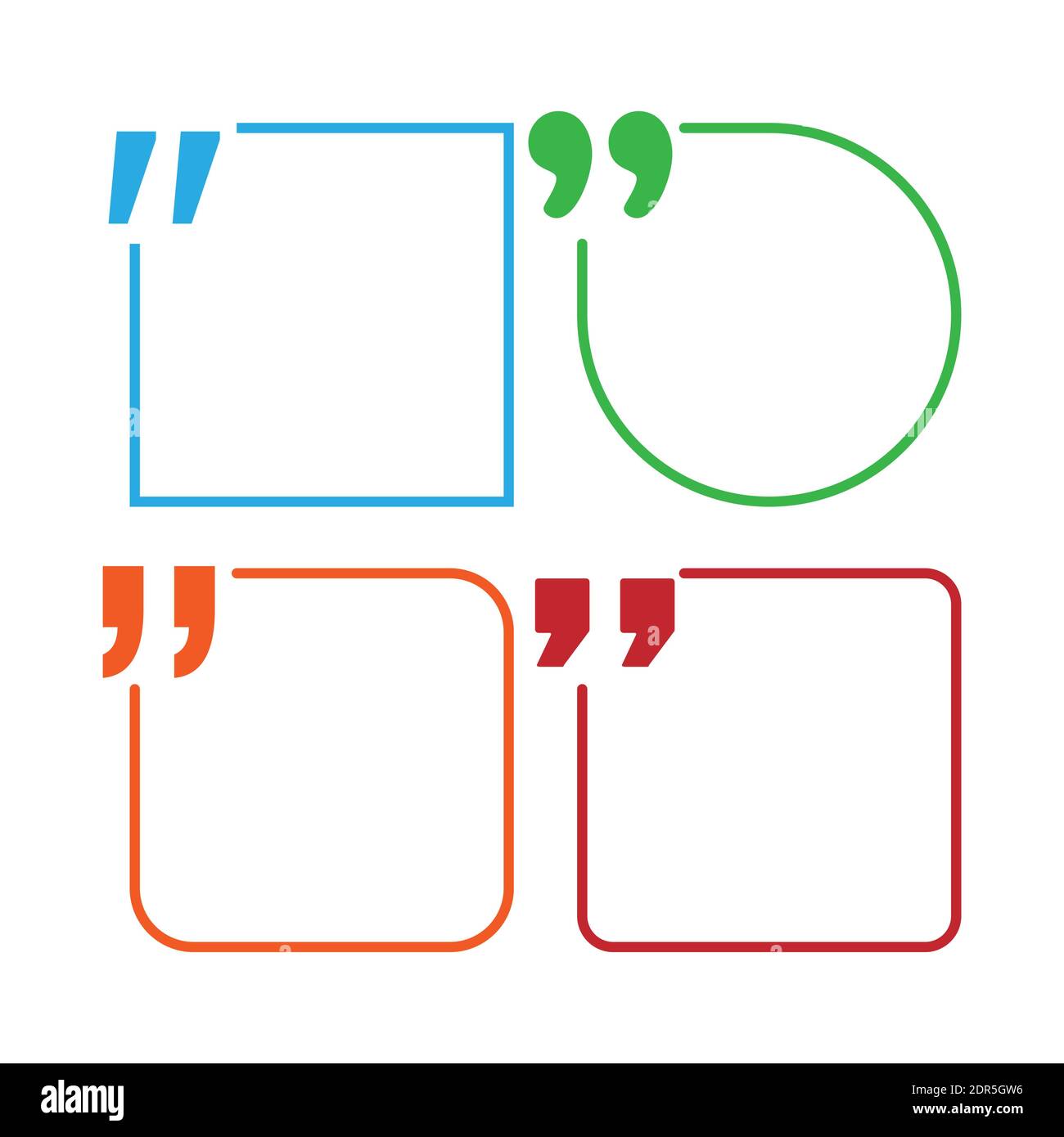 Pack of simple multicolored text frames. Border for quotes message ...