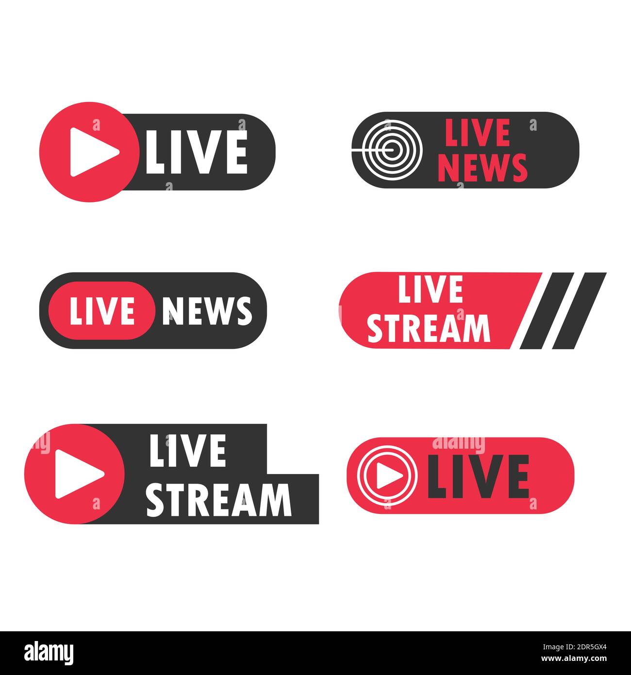 Collection of banners news live streams. Broadcasting live television ...