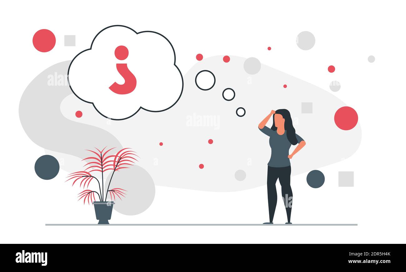 People thoughts concept illustration. A woman thinks and asks herself ... People thoughts concept illustration. A woman thinks and asks herself ...