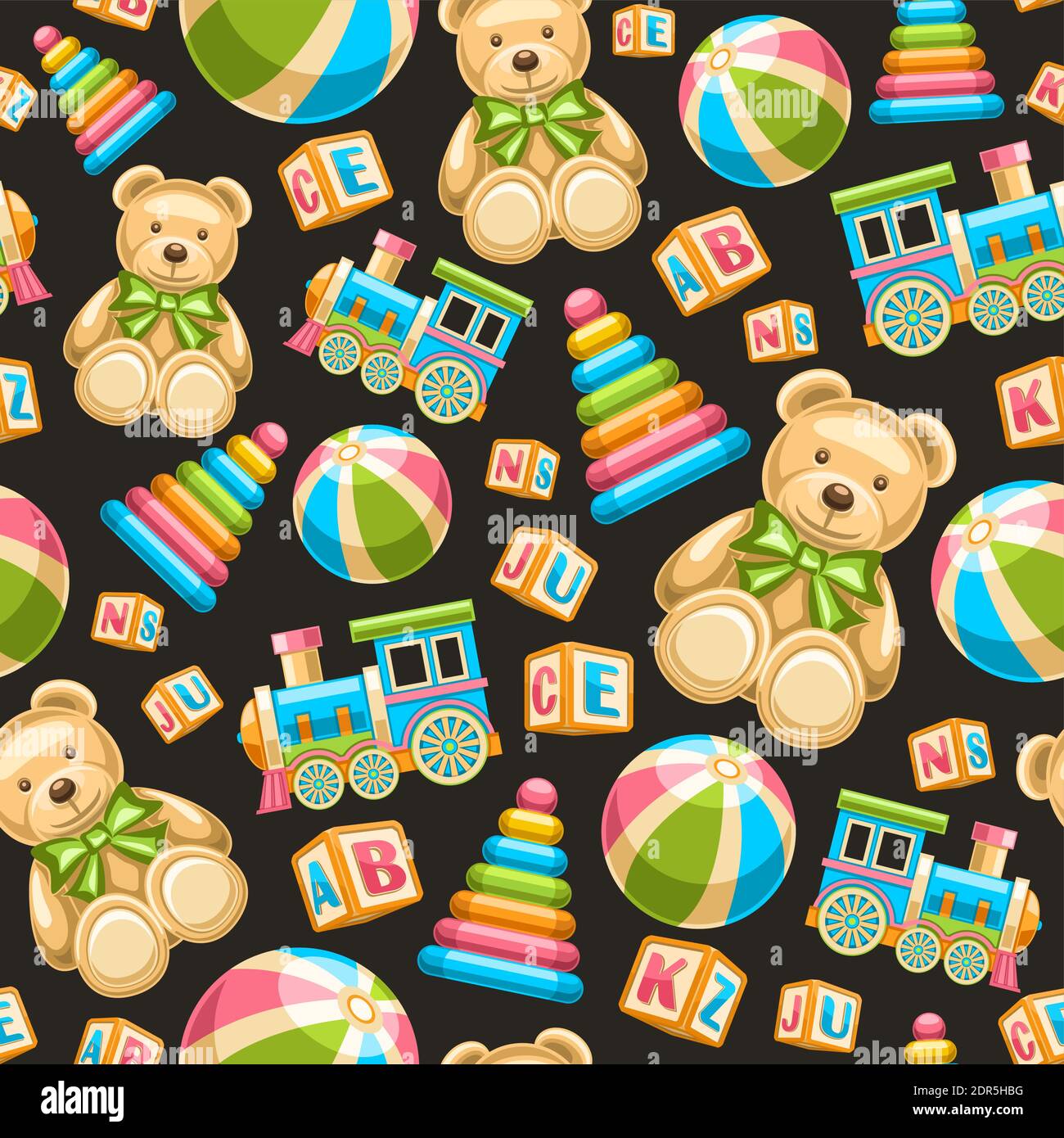 Vector Toys Seamless Pattern, square repeating toy background, group of ...