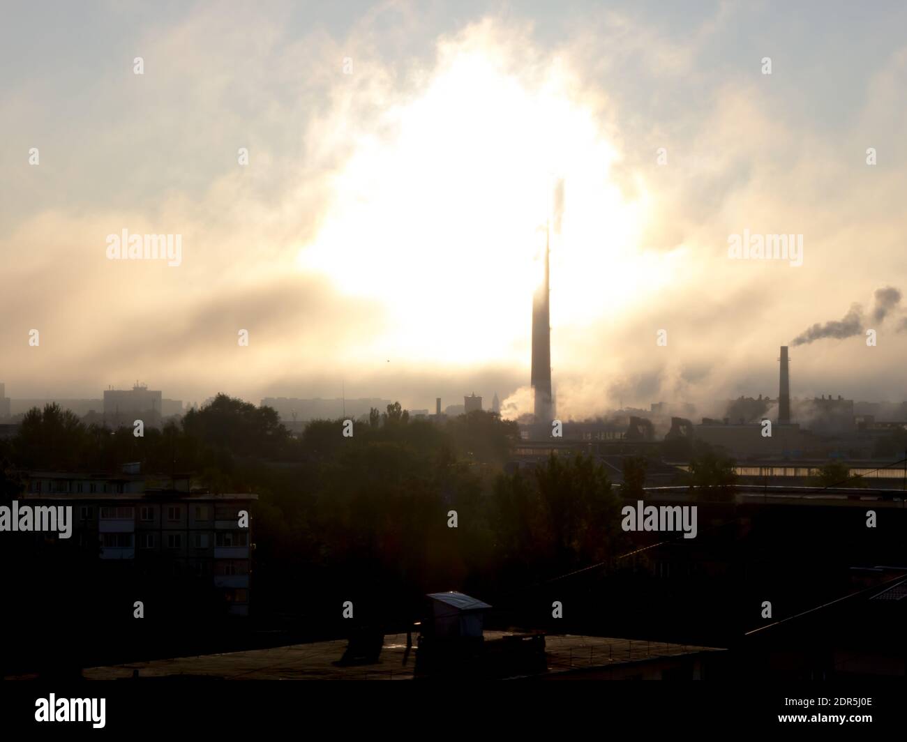 The city outdoor Factory chimneys Stock Photo - Alamy